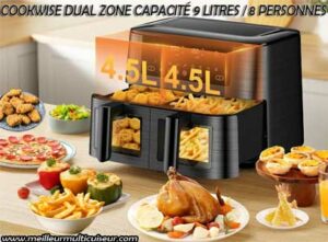Cookwise Air Fryer Dual Zone famille nombreuse Smart Shake, Sync Finish & fenêtres de contrôle